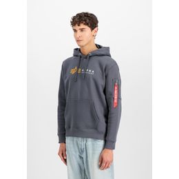 Hoodie Alpha Industries "Alpha Label Hoodie", Herren, Gr. XS, grau (grauschwarz), Obermaterial: 80% Baumwolle, 20% Polyester, regular fit, Sweatshirts Hoodie