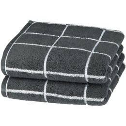 Handt&uuml;cher Ross "&Uuml;berkaro 9032", grau (anthrazit), B:50cm L:100cm, Frottier, Baumwolle, Handt&uuml;cher, 100% Baumwolle, kariert, in modischen Karo Farben