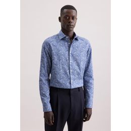 Businesshemd Seidensticker "Schwarze Rose", Herren, Gr. L (41), normale &Auml;rmell&auml;ngen, blau (dunkelblau), 100% Baumwolle, Paisley, tailored fit, 2-Knopf-Manschette, Hemden, Shaped 1/1 Kentkragen Paisley