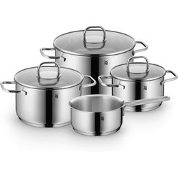 Topf-Set WMF "Inspiration Induktion, Kochtopf Set mit Glasdeckel", silber (edelstahlfarben), T&ouml;pfe, f&uuml;r alle Herdarten geeignet, unbeschichtet, pflegeleicht, robust