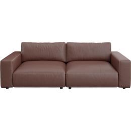 Big-Sofa Musterring "LUCIA Mega Sofa, hoher Sitzkomfort, Breite 252cm, Kontrastnaht", braun (brandy bax), B:252cm H:81cm T:124cm, Flachgewebe FLORIS (100% Polyester);Flachgewebe VALMONT (60% Baumwolle/ 40% Leinen);Microfaser CRONA (100% Polyester), Sofas, Big-Sofa, in vielen Qualit&auml;ten und 4 unterschiedlichen N&auml;hten, 2,5-Sitzer