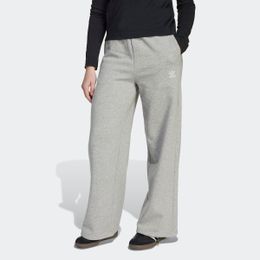 Sporthose adidas originals "WIDE LEG PANTS", Kinder, Gr. 170, N-Gr, medium grau heather, wei&szlig;,, Obermaterial: 70% Baumwolle, 30% Polyester, Hosen Sporthose, f&uuml;r Kinder und Teens, lockerer Schnitt, mit Kordelverschluss