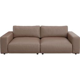 Big-Sofa Musterring "LUCIA Mega Sofa, hoher Sitzkomfort, Breite 252cm, Kontrastnaht", braun (hasel bax), B:252cm H:81cm T:124cm, Flachgewebe FLORIS (100% Polyester);Flachgewebe VALMONT (60% Baumwolle/ 40% Leinen);Microfaser CRONA (100% Polyester), Sofas, Big-Sofa, in vielen Qualit&auml;ten und 4 unterschiedlichen N&auml;hten, 2,5-Sitzer