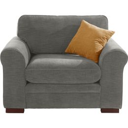 Sessel Home Affaire "Broughton", grau, B:128cm H:93cm T:95cm, 100% Polyester, Sessel, Sessel, weiche Polsterung, passend zur Serie "Broughton", in 3 Bezugsarten