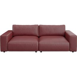 Big-Sofa Musterring "LUCIA Mega Sofa, hoher Sitzkomfort, Breite 252cm, Kontrastnaht", rot (karminrot bax), B:252cm H:81cm T:124cm, Flachgewebe FLORIS (100% Polyester);Flachgewebe VALMONT (60% Baumwolle/ 40% Leinen);Microfaser CRONA (100% Polyester), Sofas, Big-Sofa, in vielen Qualit&auml;ten und 4 unterschiedlichen N&auml;hten, 2,5-Sitzer