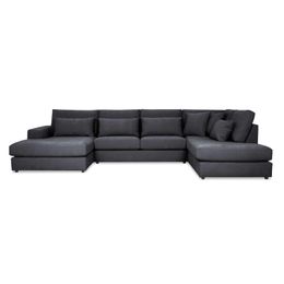 Wohnlandschaft OTTO HOME "Nivette, weiches Chenille", dunkelgrau, B:386cm H:93cm T:220cm, 100% polyester, Sofas, Wohnlandschaft, Breite 386 cm, U-Form, bodentief, 6 Zierkissen inkl.