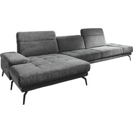 Recamiere DIE PLANBAR "MP-IN20126 L-Form mit Federkern-Polsterung", grau (anthrazit), B:328cm H:82cm T:190cm, 100% Polyester, Sofas, Recamiere, mit Kopfteilverstellung, optional Sitztiefen- & Armteilverstellung