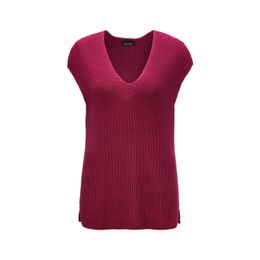 Pullunder GOLDNER "Kurzgr&ouml;&szlig;e Modischer Pullunder", Damen, Gr. 24, rot (merlot), Obermaterial: 50% Baumwolle CO. 50% Polyacryl PAN., V-Ausschnitt, Sonstiges, Pullover Pullunder, hochwertige Strickminderungen
