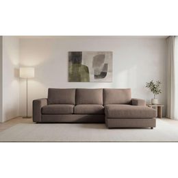 Ecksofa OTTO HOME "Nivette, weiches Chenille", braun, B:269cm H:93cm T:175cm, 100% polyester, Sofas, Ecksofa, Breite 269 cm, L-Form, bodentief, mit Wellenunterfederung