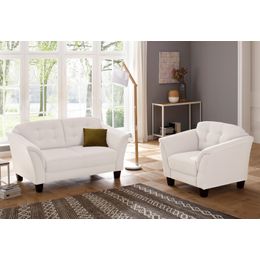 Sessel Home Affaire "Trondheim", beige (linen), B:104cm H:89cm T:90cm, Flachgewebe (100% Polyester);Luxus-Microfaser (90% Polyester, 10% Polyamid);Struktur fein (100% Polyester), Sessel, Sessel, mit Federkern, Knopfheftung im R&uuml;cken, F&uuml;&szlig;e Buche
