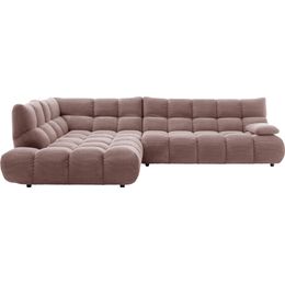 Ecksofa Home Affaire "Graceland, mit klappbarer Armlehne, Breite 324 cm", rosa (altrosa), B:324cm H:85cm T:211cm, 95% Polyester, 5% Nylon, Sofas, Ecksofa, mit eleganter Steppung, Rundumbezug & weicher Polsterung