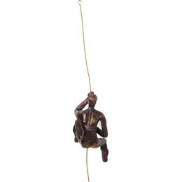 Wanddekoobjekt KARE DESIGN "Climber Rope", braun, B:12,5cm H:52cm T:9cm, Polyresin, Wanddekoobjekte, aus Polyresin