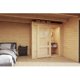 Gartenhaus Lasita Maja "Zubeh&ouml;r f&uuml;r Gartenhaus DOMEO", beige (naturbelassen), ohne Fu&szlig;boden, Massivholz, Gartenh&auml;user, Gartenhaus, bestehend aus 2 Innenw&auml;nden