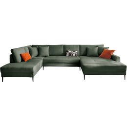 Ecksofa TRENDS BY HG "Summer", gr&uuml;n, B:360cm H:86cm T:196cm, Sofas, Ecksofa, in Cord-Stoff mit Metallfu&szlig;