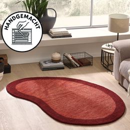 Wollteppich Theko "Gabbeh Super, Handweb, Teppich, Bord&uuml;re, reine Wolle" Gr. 70, rot, B:100cm H:9mm L:150cm, Wolle, Teppiche, Schlafzimmer, Wohnzimmer, Esszimmer, auch als L&auml;ufer, eckig oder rund