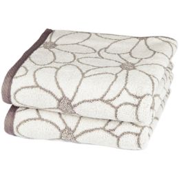 Handt&uuml;cher Ross "Bl&uuml;tenfond 9029", beige (champagner, cappuccino), B:50cm L:100cm, Frottier, Obermaterial: 100% Baumwolle, Handt&uuml;cher, aus feinster Mako-Baumwolle