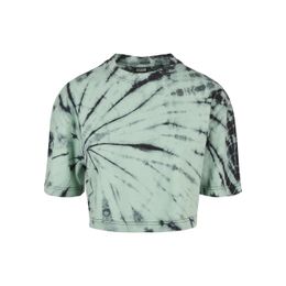 Kurzarmshirt Urban Classics "Urban Classics Damen Ladies Oversized Cropped Tie Dye Tee", Damen, Gr. 5XL, schwarz, ghostgr&uuml;n, 100% Baumwolle, oversize, Rundhals, Shirts