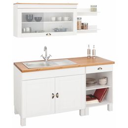 Pantryk&uuml;che Home Affaire "Oslo", wei&szlig; (k&uuml;che: wei&szlig;, korpus: wei&szlig;, arbeitsplatte: honigfarben), B:150cm T:60cm, Komplettk&uuml;chen-Sets, Breite 150 cm, Arbeitsplatte 35mm stark, ohne E-Ger&auml;te