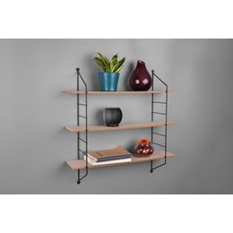 Ablageregal Mirrors and More "Clara", schwarz, B:62cm H:60cm T:14,5cm, Holz teilmassiv, Metall, Regale, Kombination aus Holz und Metall