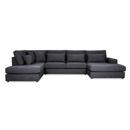 Wohnlandschaft OTTO HOME "Nivette, weiches Chenille", dunkelgrau, B:386cm H:93cm T:220cm, 100% polyester, Sofas, Wohnlandschaft, Breite 386 cm, U-Form, bodentief, 6 Zierkissen inkl.