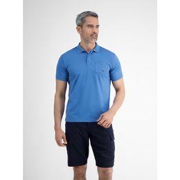 Poloshirt Lerros, Herren, Gr. L, blau (cobalt blau), Single Jersey, Obermaterial: 75% Baumwolle, 25% Polyester, unifarben, regular fit taillenbedeckt, Shirts, mit Logo Stickerei