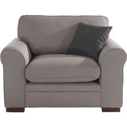 Sessel Home Affaire "Broughton", beige, B:128cm H:93cm T:95cm, 100% Polyester, Sessel, Sessel, weiche Polsterung, passend zur Serie "Broughton", in 3 Bezugsarten