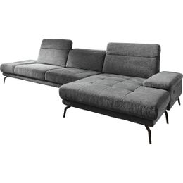 Recamiere DIE PLANBAR "MP-IN20126 L-Form mit Kaltschaum-Polsterung", grau (anthrazit), B:328cm H:82cm T:190cm, 100% Polyester, Sofas, Recamiere, mit Kopfteilverstellung, optional Sitztiefen- & Armteilverstellung