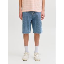 Jack & Jones Shorts JACK & JONES JUNIOR "JJIALEX JJORIGINAL SHORTS SQ 731 SN JNR", M&auml;dchen, Gr. 140, N-Gr, blau (blau denim), Web, Obermaterial: 100% Baumwolle, unifarben, relaxed fit knielang, Hosen Shorts