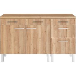 Pantryk&uuml;che Optifit "Lilly", braun (k&uuml;che: natur, front: wildeiche, korpus: wildeichefarben, arbeitsplatte: wildeichefarben), B:150cm H:90cm T:60cm, Komplettk&uuml;chen-Sets, Breite 150 cm