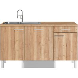 Pantryk&uuml;che Optifit "Lilly", braun (k&uuml;che: natur, front: wildeiche, korpus: wildeichefarben, arbeitsplatte: wildeichefarben), B:160cm H:90cm T:60cm, Komplettk&uuml;chen-Sets, Breite 160 cm, wahlweise mit E-Ger&auml;ten