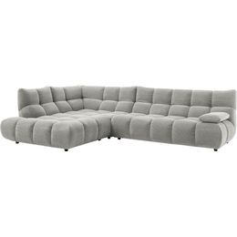 Ecksofa Home Affaire "Graceland, mit klappbarer Armlehne, Breite 324 cm", grau, B:324cm H:85cm T:211cm, 95% Polyester, 5% Nylon, Sofas, Ecksofa, mit eleganter Steppung, Rundumbezug & weicher Polsterung