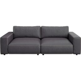 Big-Sofa Musterring "LUCIA Mega Sofa, hoher Sitzkomfort, Breite 252cm, Kontrastnaht", grau (elephant puro), B:252cm H:81cm T:124cm, Flachgewebe FLORIS (100% Polyester);Flachgewebe VALMONT (60% Baumwolle/ 40% Leinen);Microfaser CRONA (100% Polyester), Sofas, Big-Sofa, in vielen Qualit&auml;ten und 4 unterschiedlichen N&auml;hten, 2,5-Sitzer