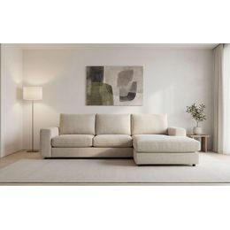 Ecksofa OTTO HOME "Nivette, weiches Chenille", latte, B:269cm H:93cm T:175cm, 100% polyester, Sofas, Ecksofa, Breite 269 cm, L-Form, bodentief, mit Wellenunterfederung