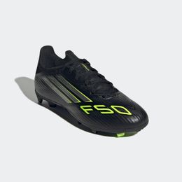 Fu&szlig;ballschuh adidas Performance "F50 LEAGUE KIDS FG/MG", M&auml;dchen, Gr. 35, schwarz (core schwarz, iron metallic, lucid lemon), Synthetik, Textil, Schuhe Fu&szlig;ballschuh, geeignet f&uuml;r Rasen- und Kunstrasenpl&auml;tze, f&uuml;r Kinder & Jugendliche