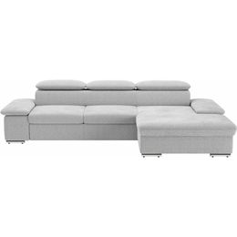 Sit & More Ecksofa SIT & MORE "Valantine L-Form, B: 286 cm", grau (steel), B:286cm H:73cm T:174cm, 100% Polyester, Sofas, Ecksofa, mit Arm- & Kopfteilverstellung, optional mit Bettfunktion
