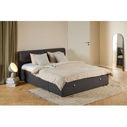 Bett ACTONA GROUP "Calvi", schwarz (dunkelgrau, matt schwarz), B:177cm H:110cm L:200cm, 100% Polyester, Betten, Bett, Bett, dunkelgrau, schwarz, verstellbar, versteckter Stauraum,160x200cm