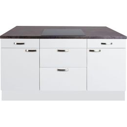 K&uuml;cheninsel KOCHSTATION "KS-Cara", wei&szlig; (k&uuml;che: wei&szlig;, korpus: wei&szlig;, arbeitsplatte: iron flow), B:160cm T:95cm, Komplettk&uuml;chen-Sets, Vollausz&uuml;ge und Soft-Close-Funktion, Stellbreite 160 x 95 cm