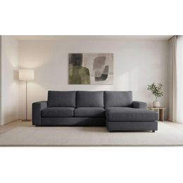 Ecksofa OTTO HOME "Nivette, weiches Chenille", dunkelgrau, B:269cm H:93cm T:175cm, 100% polyester, Sofas, Ecksofa, Breite 269 cm, L-Form, bodentief, mit Wellenunterfederung