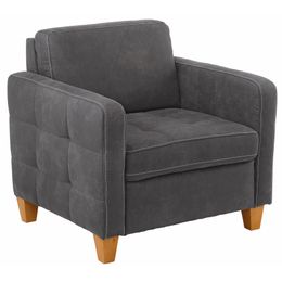 Sessel Home Affaire "Earl", grau (anthrazit), B:77cm H:78cm T:78cm, Luxus-Microfaser in Lederoptik (100% Polyester);Struktur fein (100% Polyester);Luxus-Microfaser ALTARA NUBUCK (100% Polyester), Sessel, Sessel
