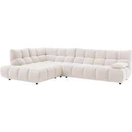 Ecksofa Home Affaire "Graceland, mit klappbarer Armlehne, Breite 324 cm", beige (wei&szlig;), B:324cm H:85cm T:211cm, 95% Polyester, 5% Nylon, Sofas, Ecksofa, mit eleganter Steppung, Rundumbezug & weicher Polsterung