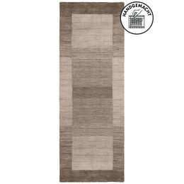 Wollteppich Theko "Gabbeh Super, Handweb, auch als L&auml;ufer erh&auml;ltlich, reine Wolle" Gr. 13, braun, B:90cm H:9mm L:250cm, Wolle, Teppiche, Schlafzimmer, Wohnzimmer, Esszimmer, auch als Bettumrandung