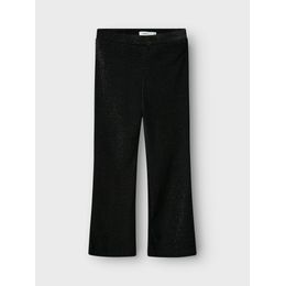 Leggings name it "NKFROISIN BOOTCUT PANT", M&auml;dchen, Gr. 140, N-Gr, schwarz, Web, Obermaterial: 92% Polyamid, 7% metallisierte Fasern, 1% Elasthan, gl&auml;nzend, Hosen Leggings