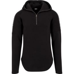 Hoodie Urban Classics "Urban Classics Herren Pleat Sleeves Terry Hoody", Herren, Gr. M, schwarz, 70% Baumwolle, 30% Polyester, unifarben, Rundhals, Sweatshirts Hoodie