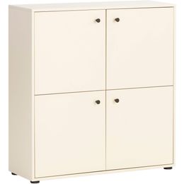Hochkommode Welltime "Lovund, Breite 98 cm", beige (cremebeige), B:98,1cm H:101,9cm T:33cm, Sideboards, T&uuml;rscharniere mit Softclose-Funktion