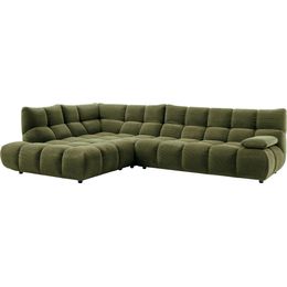 Ecksofa Home Affaire "Graceland, mit klappbarer Armlehne, Breite 324 cm", gr&uuml;n (moos), B:324cm H:85cm T:211cm, 95% Polyester, 5% Nylon, Sofas, Ecksofa, mit eleganter Steppung, Rundumbezug & weicher Polsterung