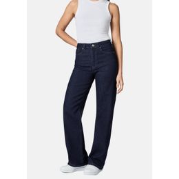 Weite Jeans PEAK TIME "Eklipsa", Damen, Gr. 26, L&auml;nge 30, midnight indigo, Jeans, Material: 88% Baumwolle, 6% Polyester, 4% Elastomultiester, 2% Elastan, weit lang, Jeans, Damen Wide Leg Jeans mit Logopr&auml;gung