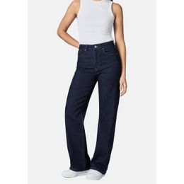 Weite Jeans PEAK TIME "Eklipsa", Damen, Gr. 26, L&auml;nge 32, midnight indigo, Jeans, Material: 88% Baumwolle, 6% Polyester, 4% Elastomultiester, 2% Elastan, weit lang, Jeans, Damen Wide Leg Jeans mit Logopr&auml;gung