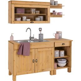 Pantryk&uuml;che Home Affaire "Oslo", beige (k&uuml;che: natur, korpus: natur gebeizt, gewachst, arbeitsplatte: natur gebeizt, gewachst), B:150cm T:50cm, Komplettk&uuml;chen-Sets, Breite 150 cm, ohne E-Ger&auml;te