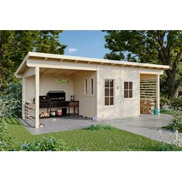 Skan Holz Gartenhaus SKANHOLZ "Namur", beige (natur), Fu&szlig;boden im Gartenhaus, Holzwerkstoff, Gartenh&auml;user, Gartenhaus