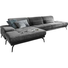 Recamiere DIE PLANBAR "MP-IN20126 L-Form mit Kaltschaum-Polsterung", grau (anthrazit), B:328cm H:82cm T:190cm, 100% Polyester, Sofas, Recamiere, mit Kopfteilverstellung, optional Sitztiefen- & Armteilverstellung